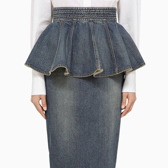 AlaÃ¯a | Accessories | Alaa Blue Denim Ruffle Belt | Poshmark